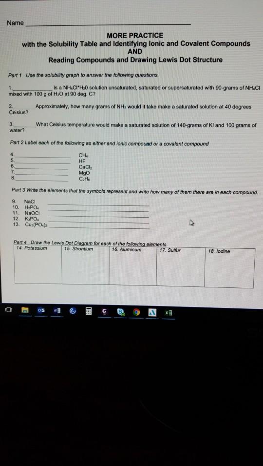 Solved Name MORE PRACTICE with the Solubility Table and | Chegg.com