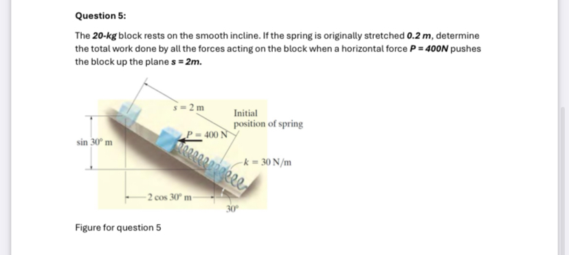 Solved by an EXPERT Question 5:The 20-kg ﻿block rests on the smooth | Chegg.com