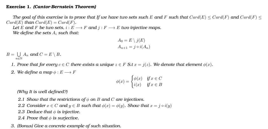 Solved Exercise 1. (Cantor-Bernstein Theorem)The goal of | Chegg.com