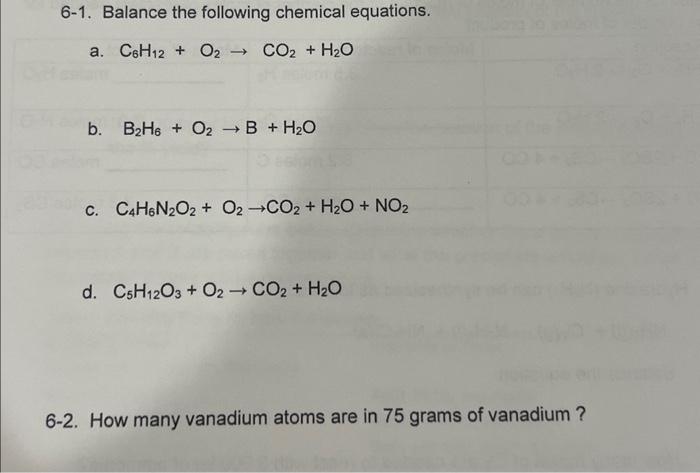 Solved 6-1. Balance the following chemical equations. a. | Chegg.com