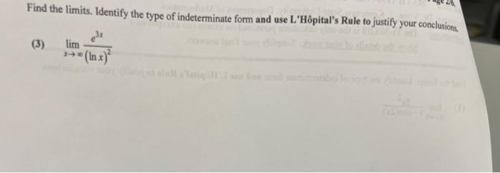 Solved Find the limits. Identify the type of indeterminate | Chegg.com