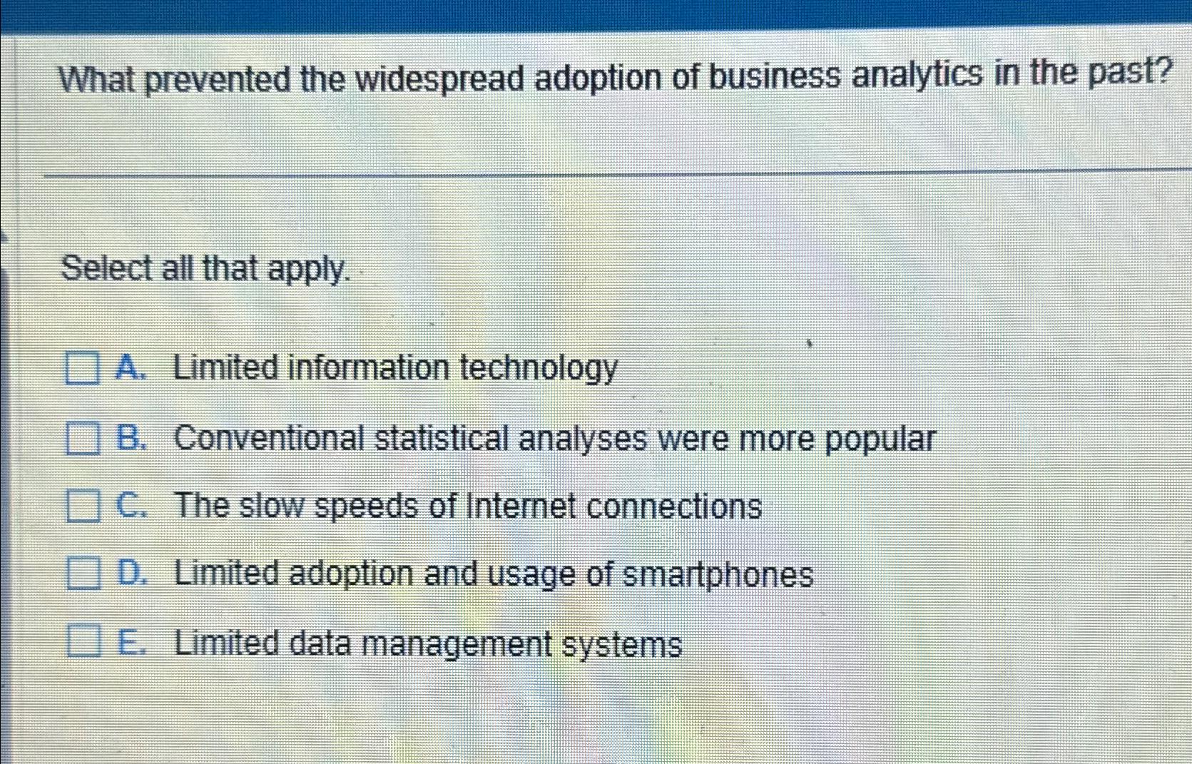 Solved What prevented the widespread adoption of business | Chegg.com
