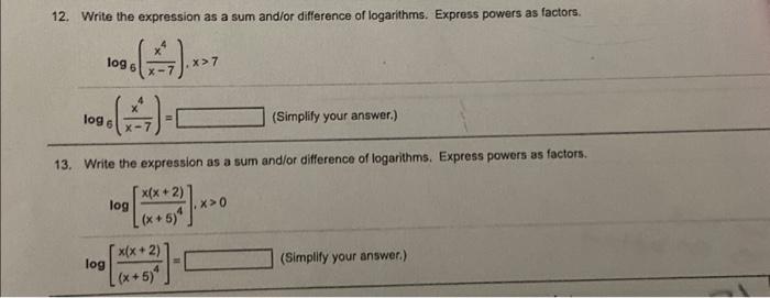 Solved 12. Write the expression as a sum and/or difference | Chegg.com