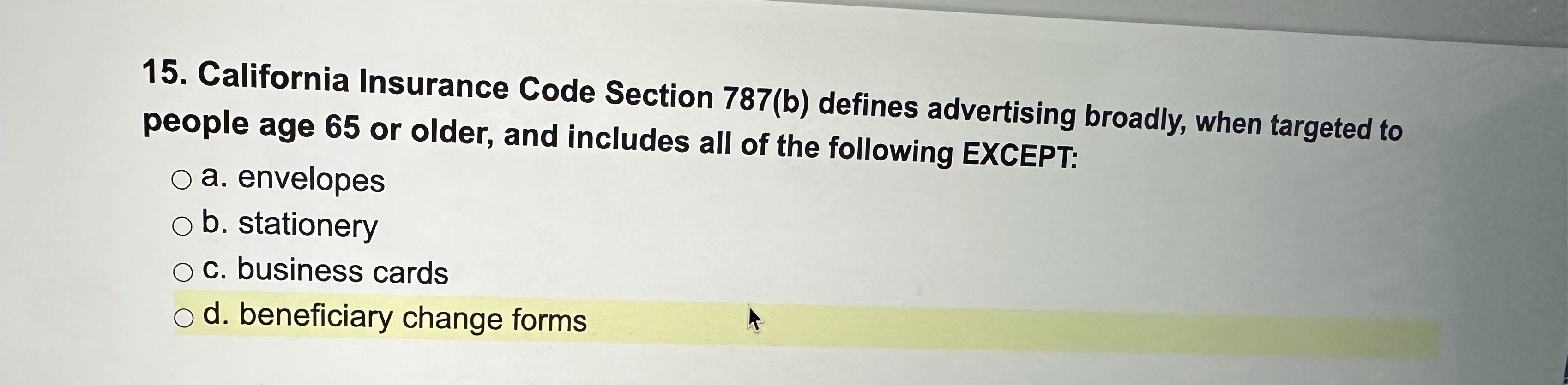 High Quality SOLUTION California Insurance Code Section 787(b) ﻿defines ...