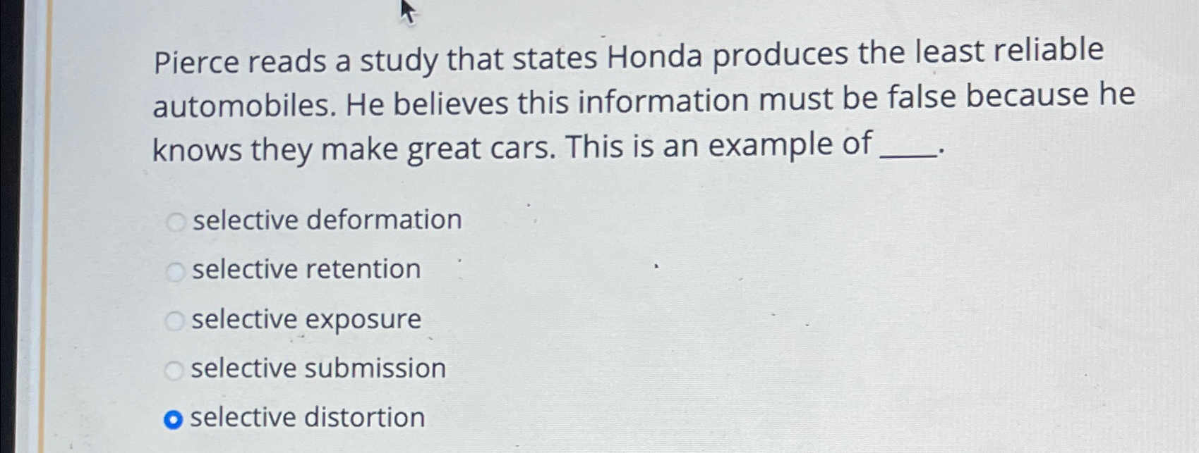 Solved Pierce reads a study that states Honda produces the | Chegg.com