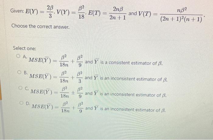 Solved Suppose that Y1,Y2,…Yn is a random sample of the | Chegg.com