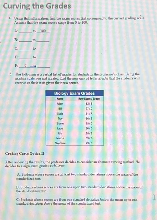 Solved 4. Using that information, find the exam scores that | Chegg.com