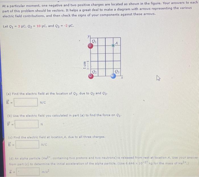 Solved At a particular moment, one negative and two positive | Chegg.com