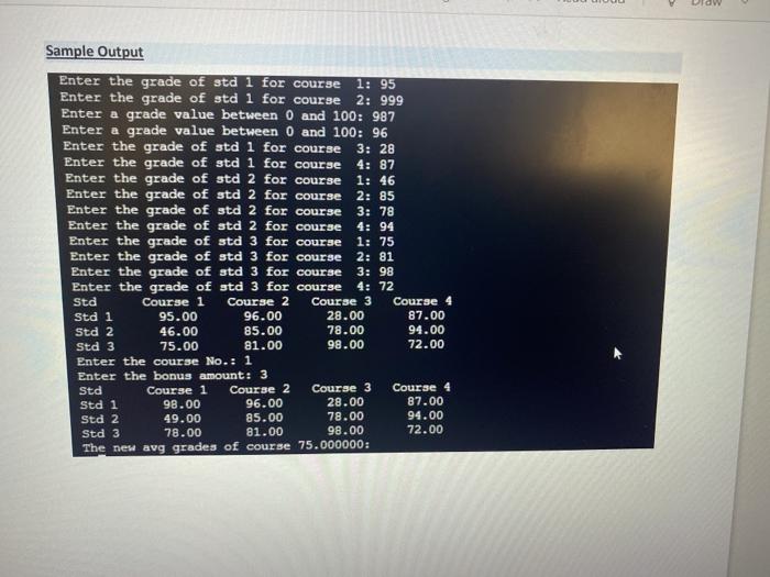 Solved Passing 2D arrays to function Problem Description | Chegg.com
