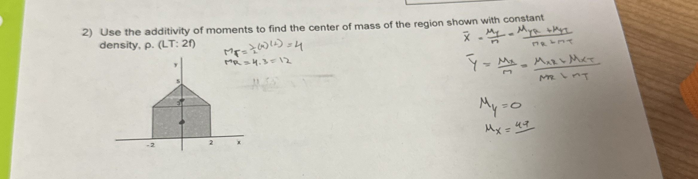 Solved Use the additivity of moments to find the center of | Chegg.com