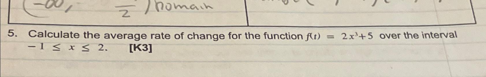 Solved Calculate the average rate of change for the function | Chegg.com