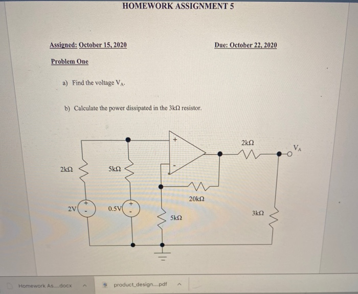 Solved HOMEWORK ASSIGNMENT 5 Assigned: October 15, 2020 Due: | Chegg.com