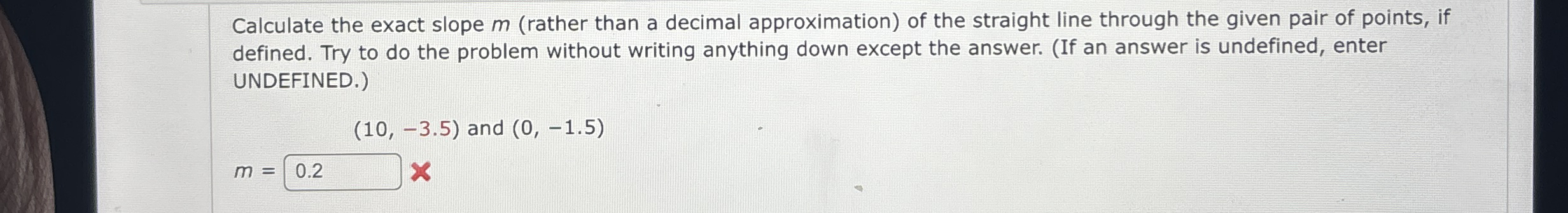 Solved Calculate the exact slope m (rather than a decimal | Chegg.com