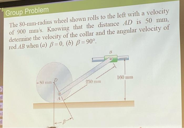 Solved Group Problem The 80-mm-radius wheel shown rolls to | Chegg.com