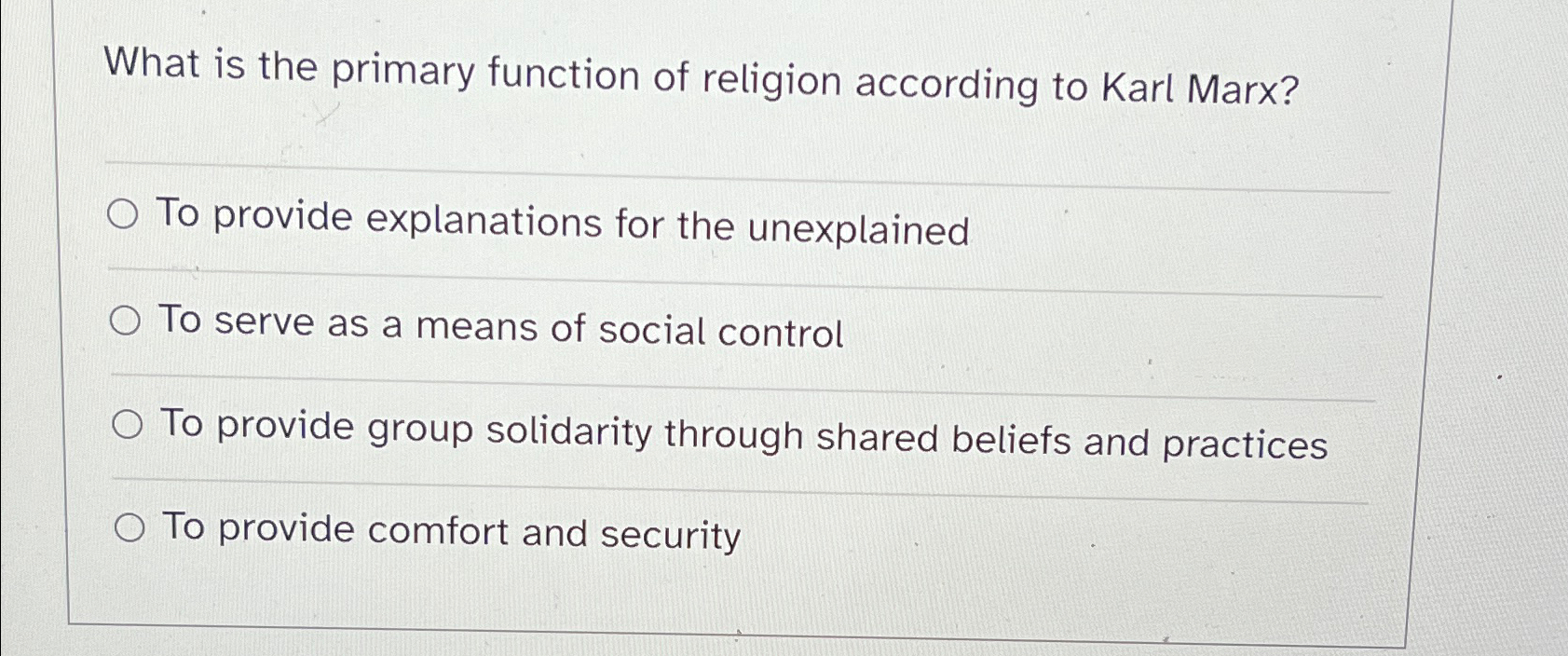 Solved What is the primary function of religion according to | Chegg.com