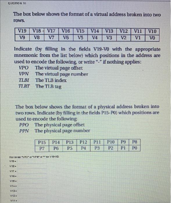 The box below shows the format of a virtual address | Chegg.com