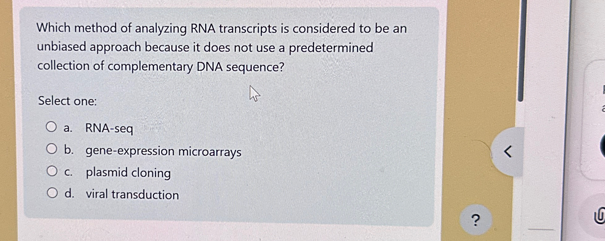 Solved Which method of analyzing RNA transcripts is | Chegg.com