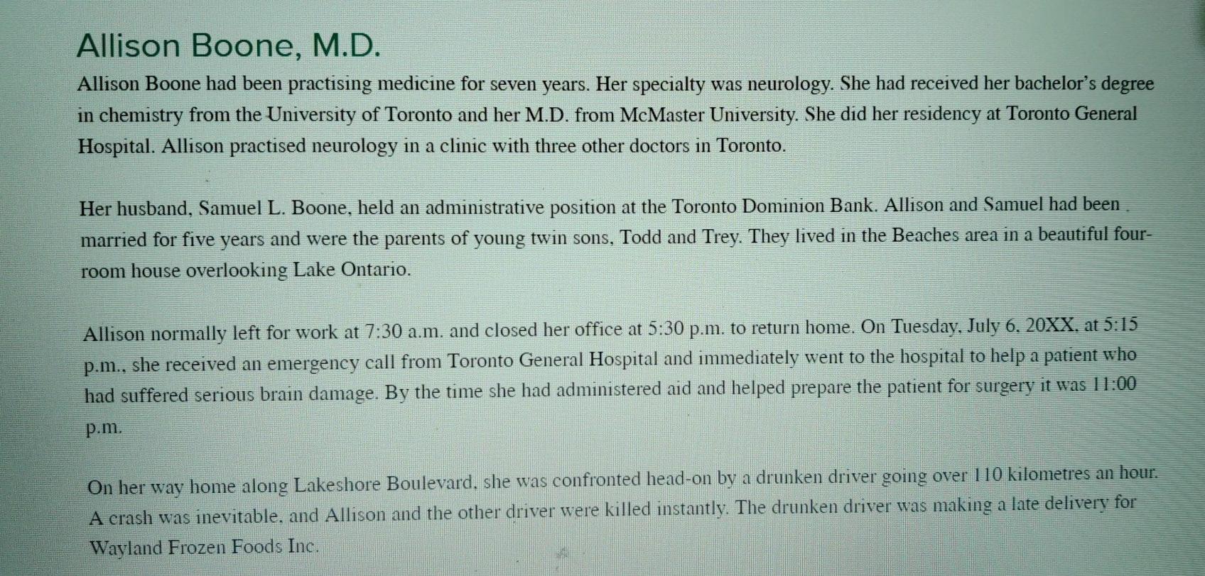 Solved Allison Boone, M.D. Allison Boone had been practising | Chegg.com