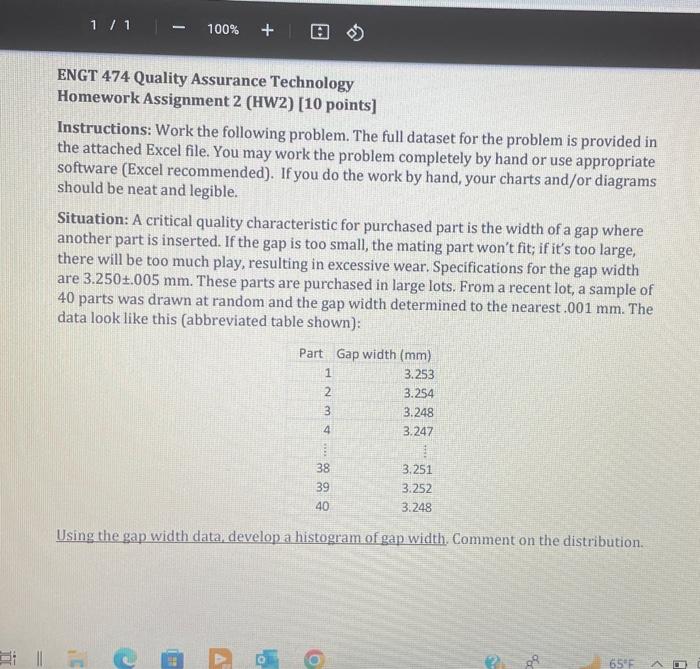 Solved ENGT 474 Quality Assurance Technology Homework | Chegg.com