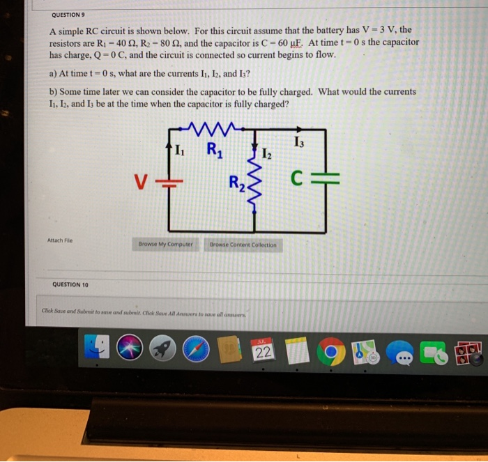 Solved QUESTION 9 A simple RC circuit is shown below. For | Chegg.com