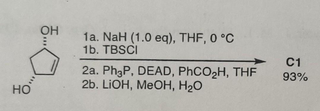 Solved OH 1a. NaH (1.0 eg), THF, 0 °C 1b. TBSCI 3. OEt 2a. | Chegg.com