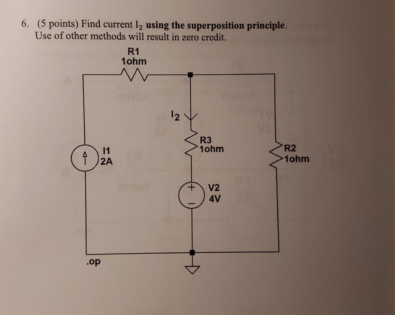 Solved (5 ﻿points) ﻿Find current I2 ﻿using the superposition | Chegg.com