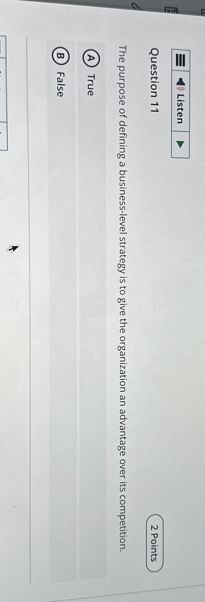 Solved ListenQuestion 11The purpose of defining a | Chegg.com