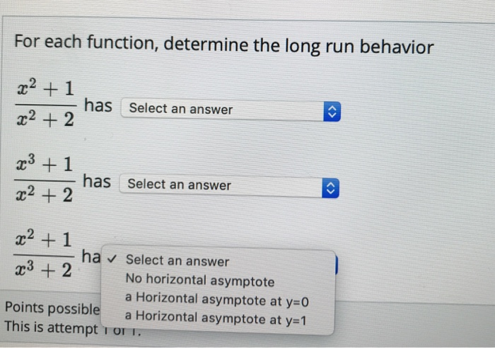 Solved For each function, determine the long run behavior + | Chegg.com