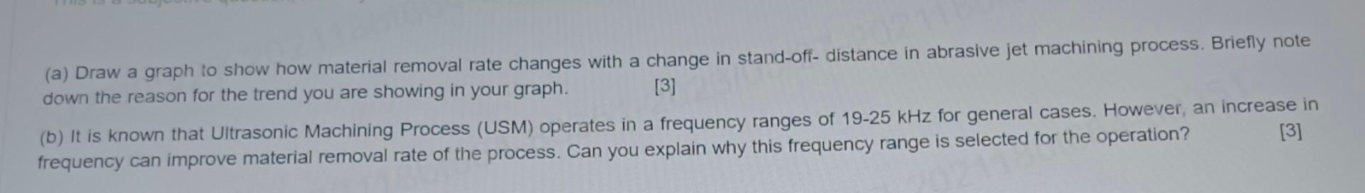 Solved (a) Draw a graph to show how material removal rate | Chegg.com