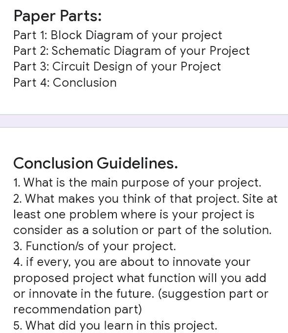 Solved Paper Parts: Part 1: Block Diagram of your project | Chegg.com
