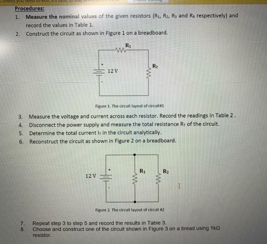 Solved Procedures: 1. Measure the nominal values of the | Chegg.com