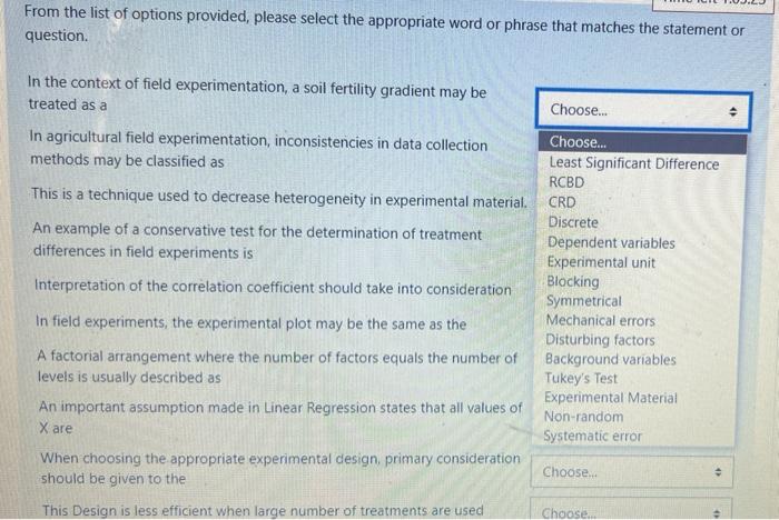 Solved From the list of options provided, please select the | Chegg.com