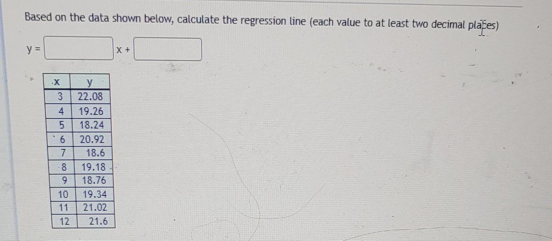 [Solved]: Based on the data shown below, calculate the