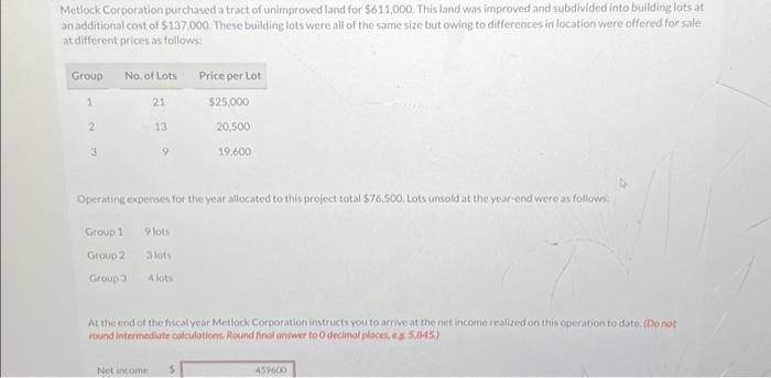 Solved Metlock Corporation purchased a tract of unimproved | Chegg.com Solved Metlock Corporation purchased a tract of unimproved | Chegg.com