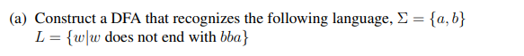 Solved Construct a DFA that recognizes the following | Chegg.com