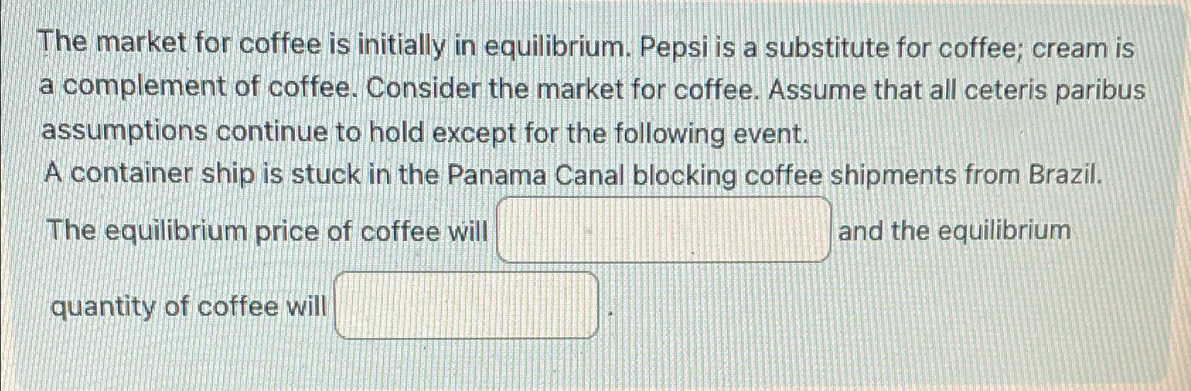 Solved The market for coffee is initially in equilibrium. | Chegg.com
