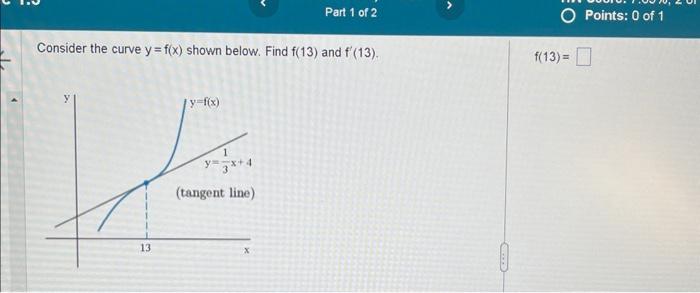 Solved Consider the curve y=f(x) shown below. Find f(13) and | Chegg.com