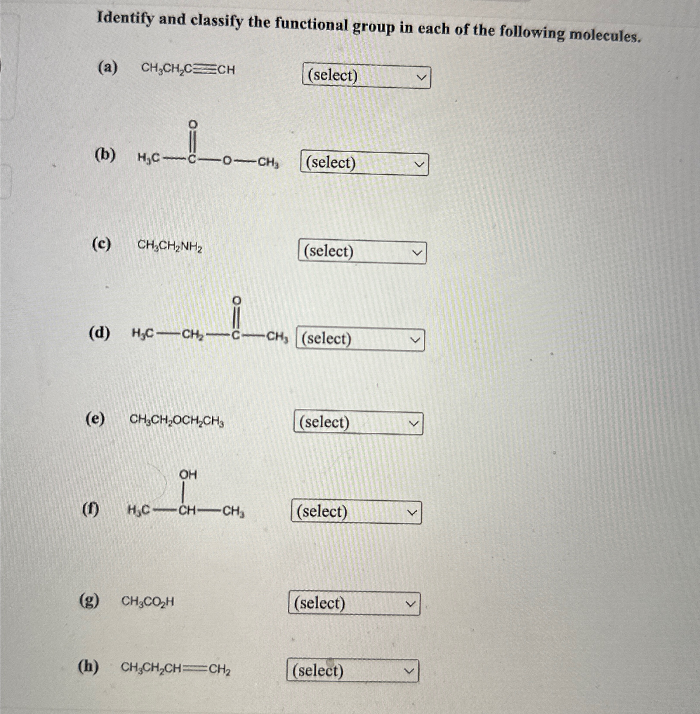 Solved Identify and classify the functional group in each of | Chegg.com