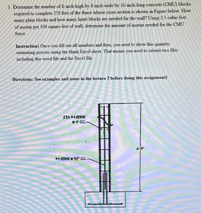 Solved 1. Determine the number of 8 -inch-high by 8 | Chegg.com