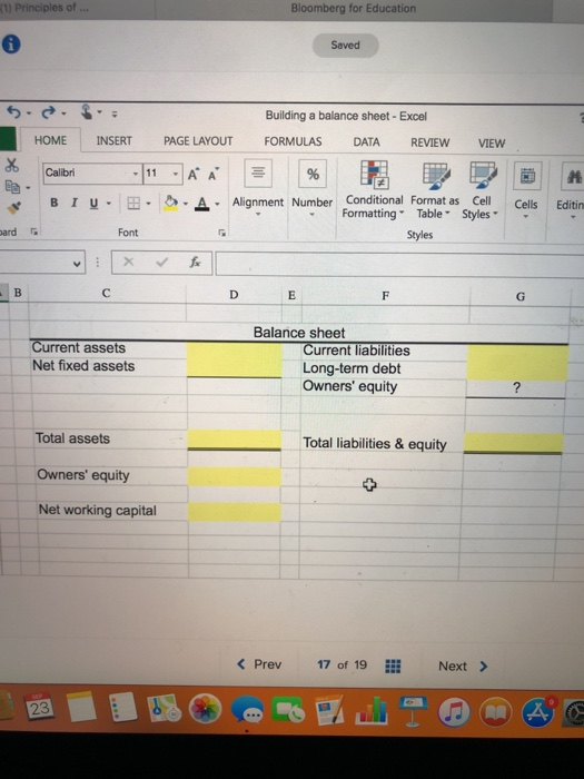 Solved Building a balance sheet- Excel X FILE НOME INSERT | Chegg.com