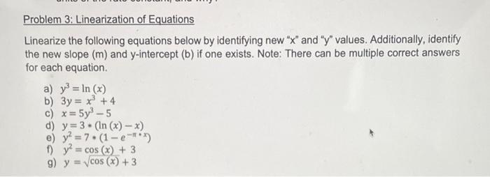 Solved Linearize the following equations below by | Chegg.com