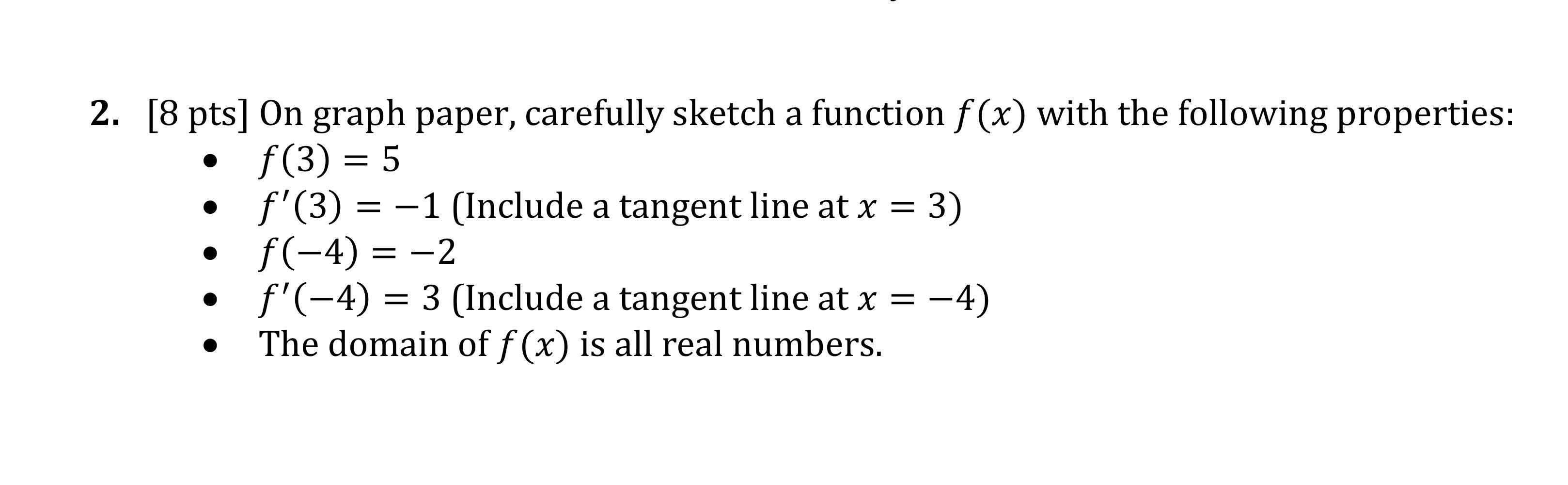 Solved [8 ﻿pts] ﻿On graph paper, carefully sketch a function | Chegg.com