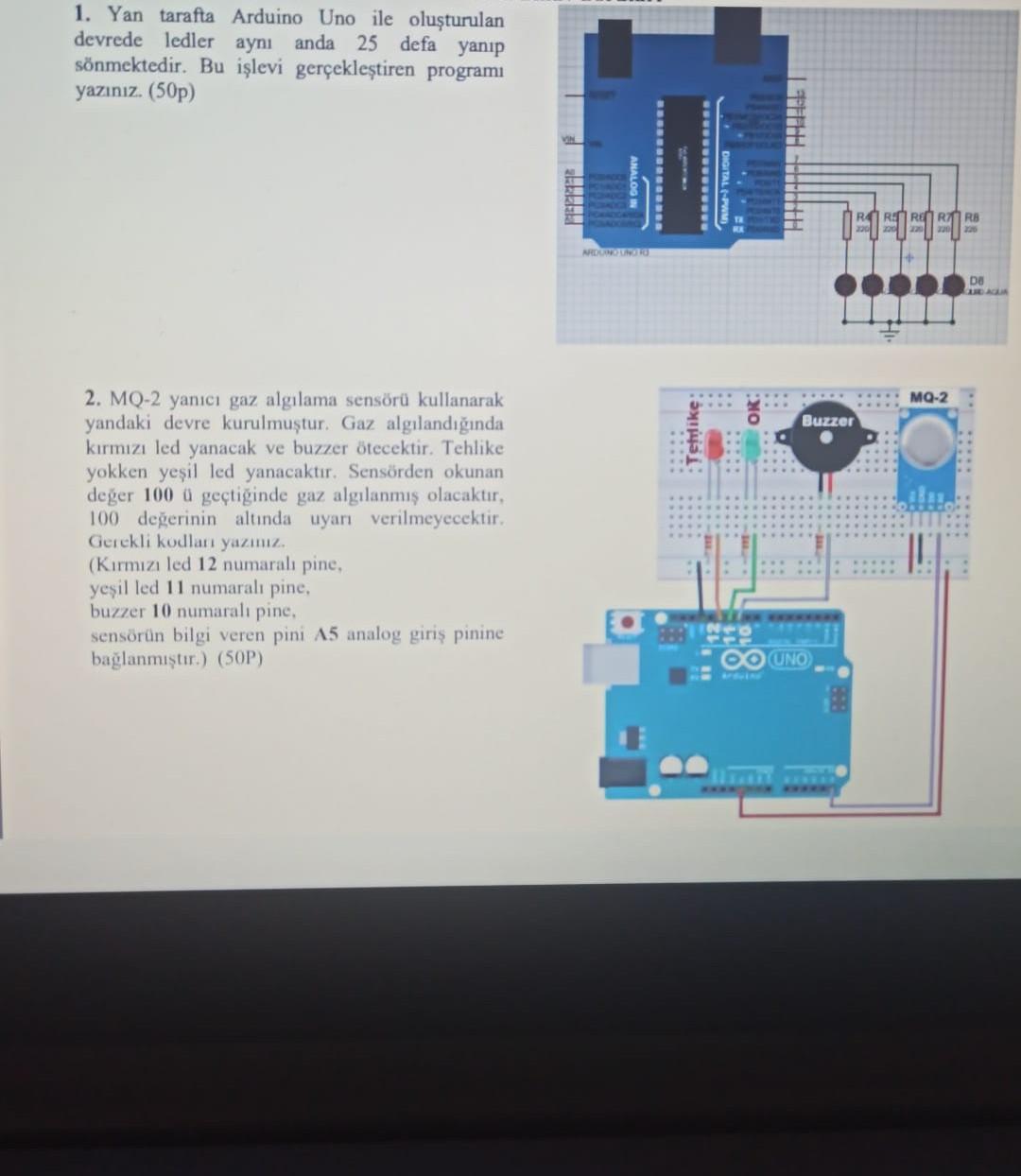 1. Yan tarafta Arduino Uno ile oluşturulan devrede | Chegg.com
