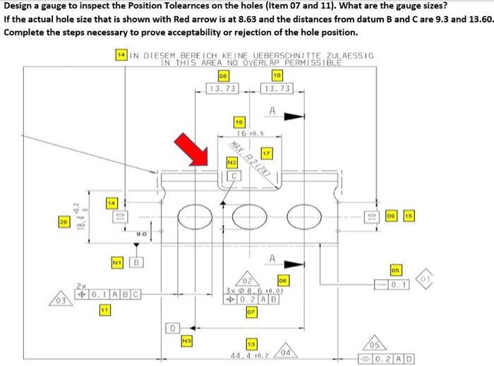 Solved Design a gauge to inspect the Position Tolearnces on | Chegg.com