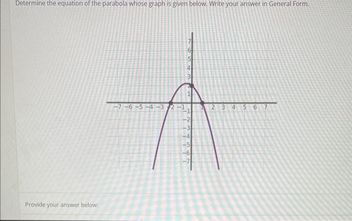 Solved Determine the equation of the parabola whose graph is | Chegg.com