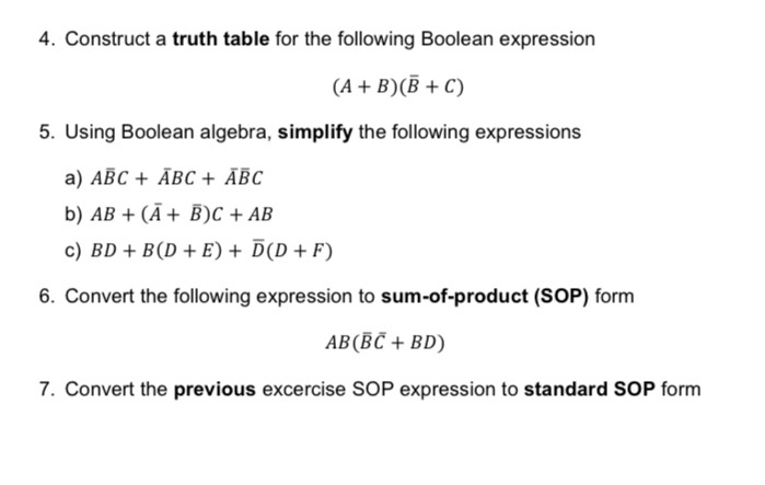 Answered 4 Construct A Truth Table For The Following Bool