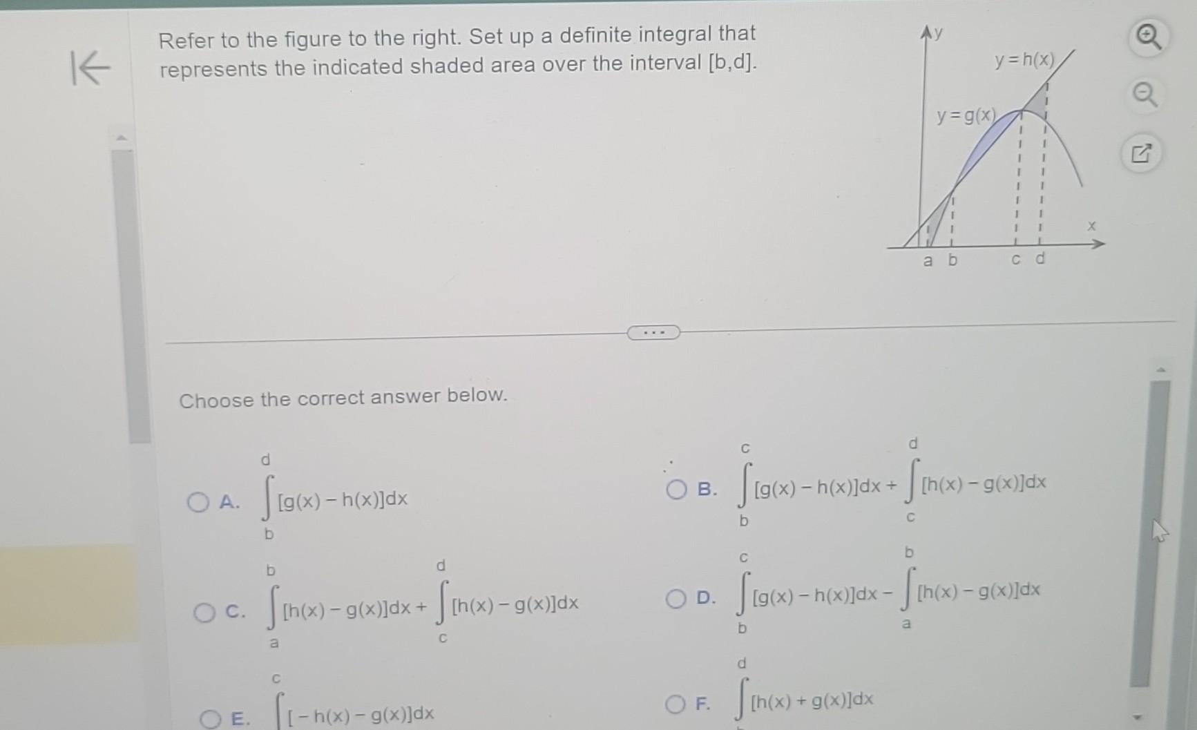 Solved Refer to the figure to the right. Set up a definite | Chegg.com