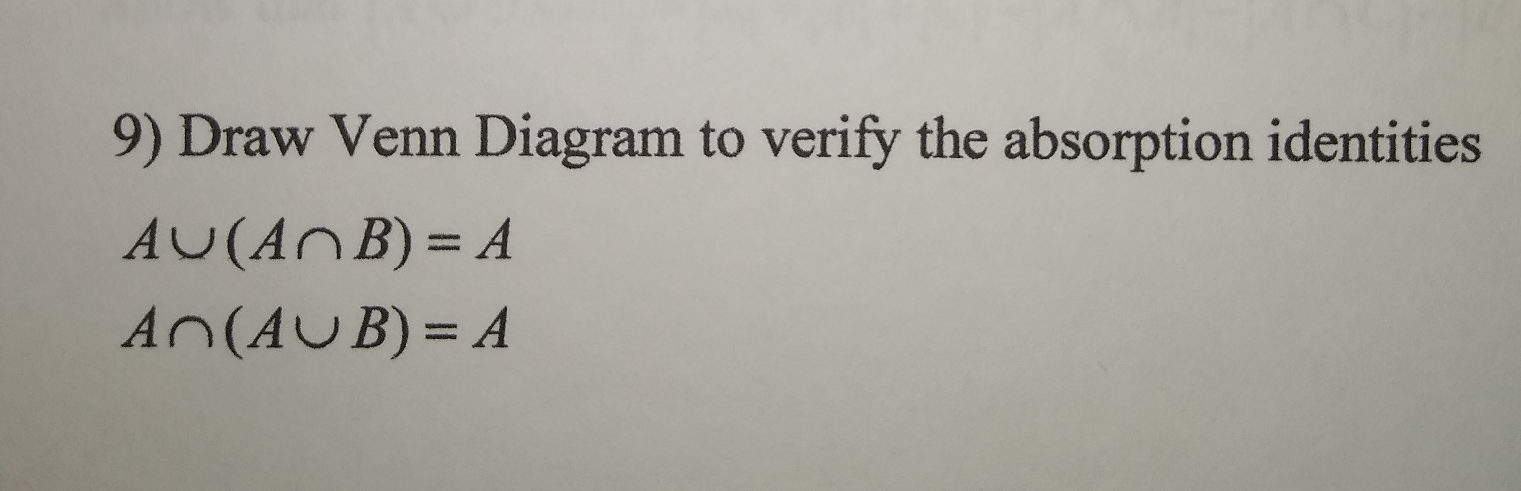 Draw Venn Diagram to verify the absorption | Chegg.com