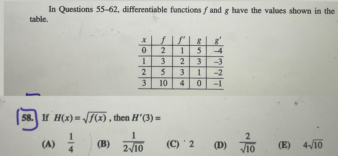 Solved In Questions 55-62, ﻿differentiable functions f ﻿and | Chegg.com