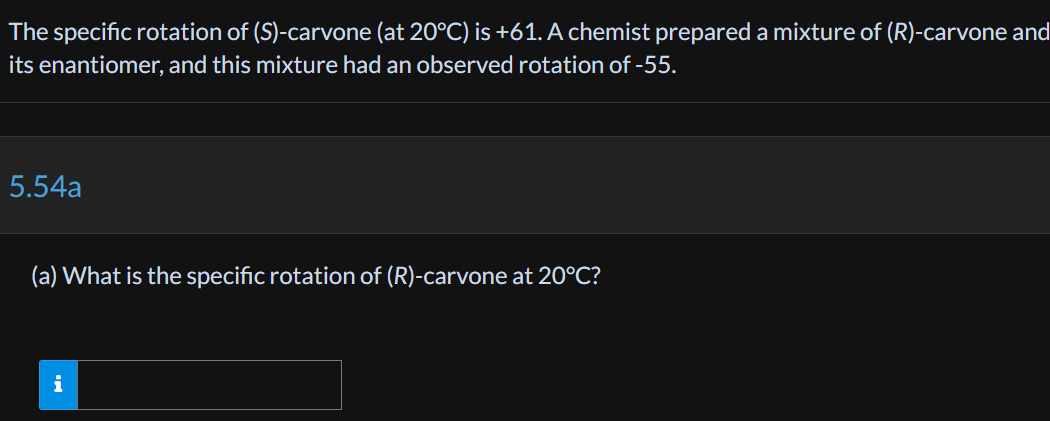 Solved The specific rotation of (S)20°C (R)-carvone andits | Chegg.com